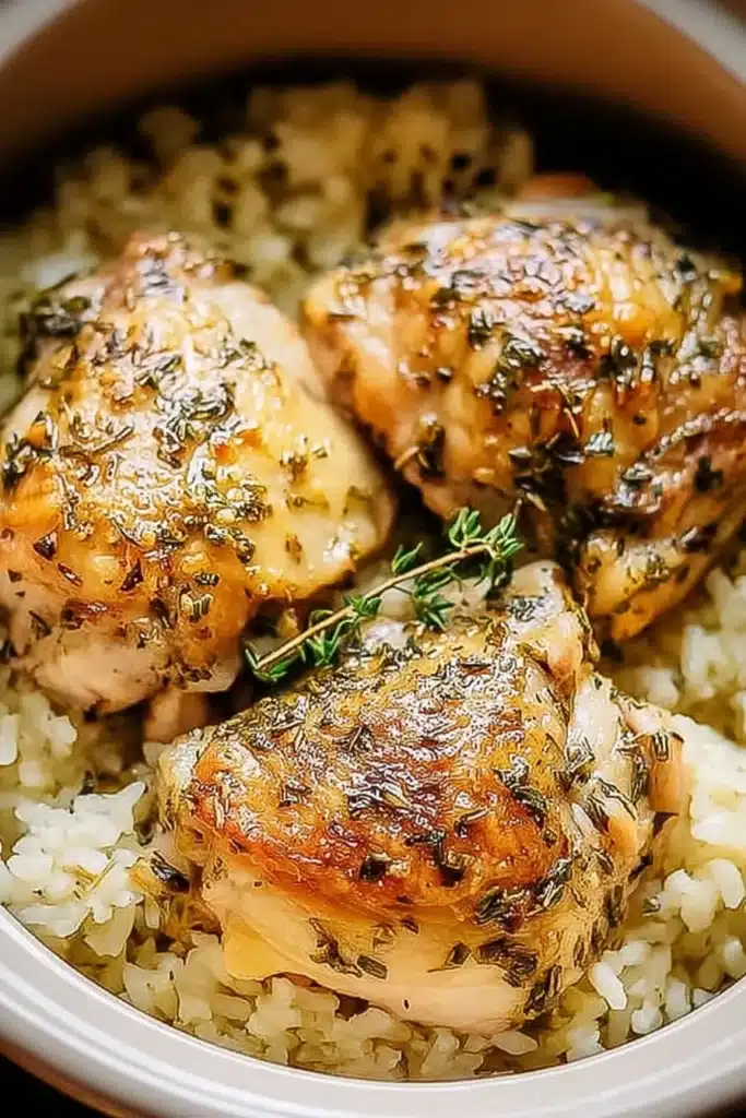 Slow Cooker Lemon Herb Chicken and Rice Recipe